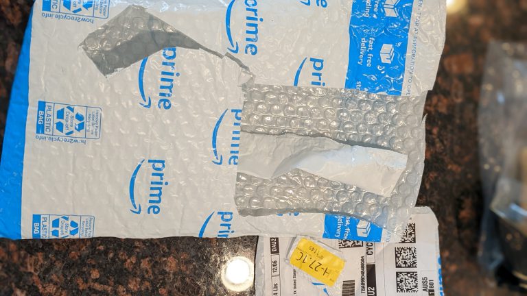 Amazon White & Blue Mailer - a little more green